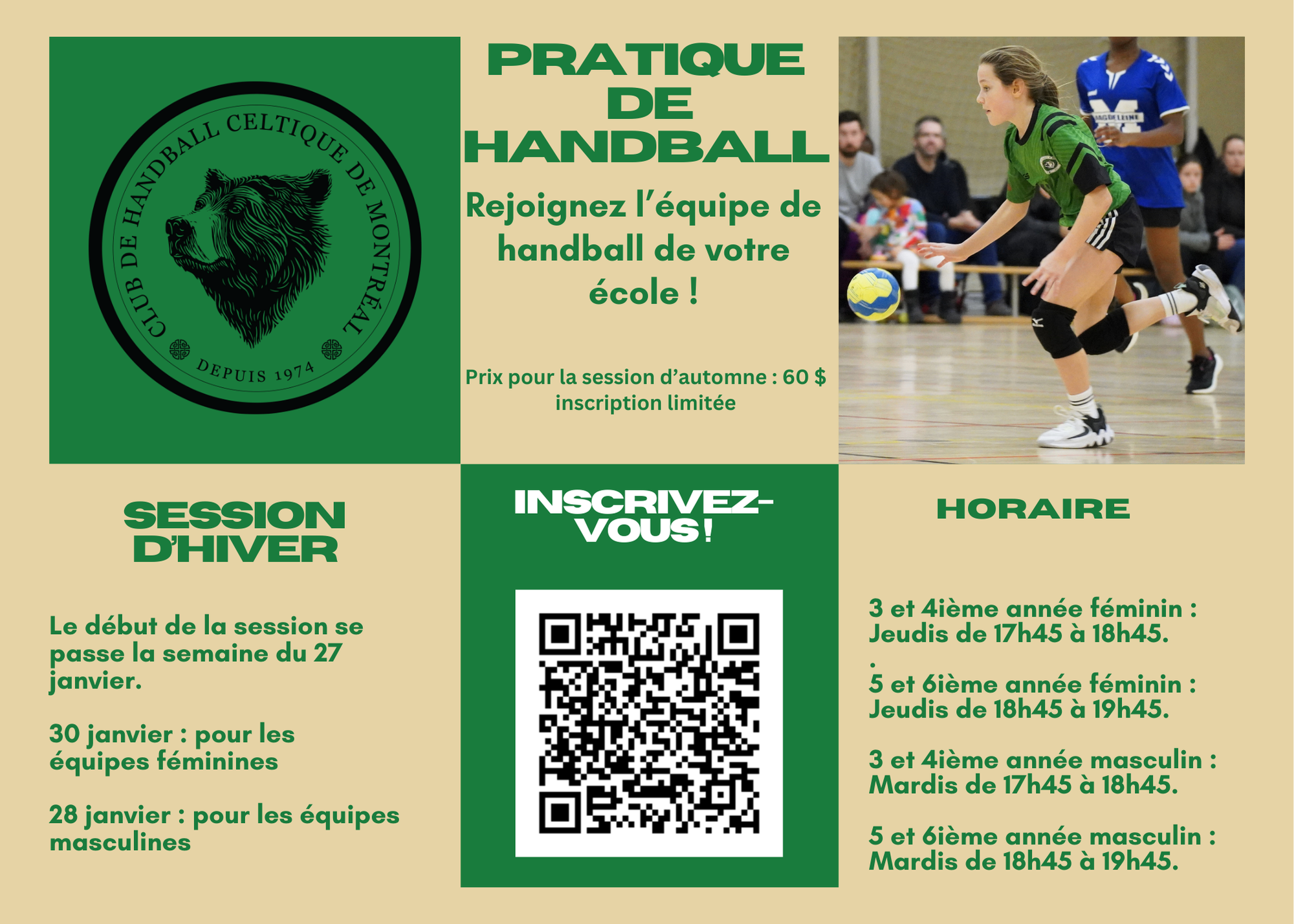 Information Handball (3e année à 6e année) | École Sainte-Cécile